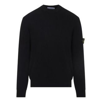Stone Island Pullover mit Logo-Patch und Rippstrick - - Knitwear - Herren - Schwarzk - M
