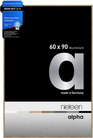 Nielsen Design Bilderrahmen, 60 x 90 cm, Aluminium, Eiche, Posterrahmen zum Aufh&auml;ngen im Hoch- & Querformat, Echtglas, Alpha