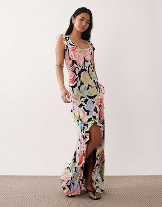 Nobody's Child Juniper - Robe nuisette longueur mollet pour grandes occasions - Noir fleuri-Multicolore