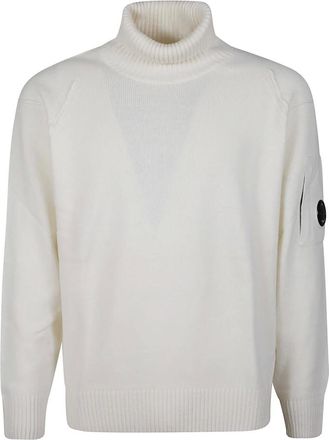 C.P. Company C.p. Company, Homme, Pulls, Blanc, Taille: S Pull Col Roul&eacute; en Laine dAgneau GRS