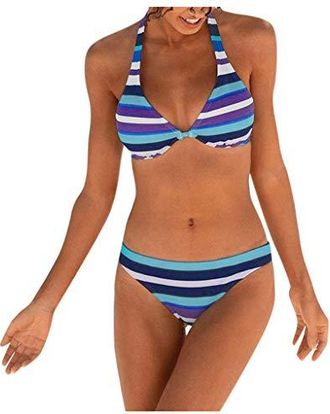 Generic Bikini pour femme - &Eacute;l&eacute;gant et sexy - Deux pi&egrave;ces - Col en V - Triangle - Push Up - Bikini Curvy - Maillot de bain - Haut de bikini - Soutien de la po