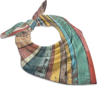 Generic Écharpe carrée en bois rustique coloré et léger - Écharpe vintage pour cheveux - Respirant - Cadeau pour femme et homme, multicolore, 60x60cm