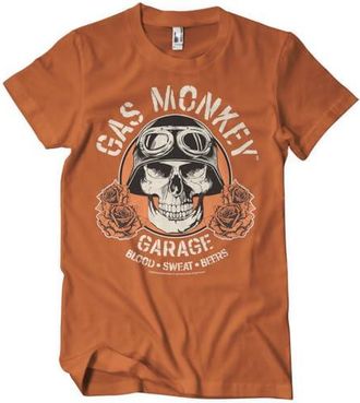 Gas Monkey Garage Officiellement sous Licence Skull T-Shirt pour Hommes (Orange brûlé), Medium