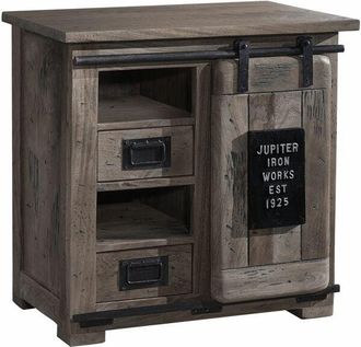 Massivmoebel24 Commode 70x45 Manguier laqué Gris railway 223