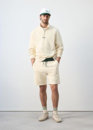 Mango Sweat-shirt coton col zipp&eacute; brod&eacute; vanille - Homme - XL - MANGO MAN