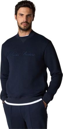 Brooks Brothers Homme, Sweatshirts et sweats &agrave; capuche, Bleu, Taille: L Pull Ras du Cou en Coton avec Logo