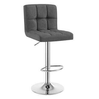 Woltu 1X Tabouret de Bar Chaise de Bar avec Dossier,poign&eacute;e r&eacute;glable en Hauteur avec Linge Lumineux,Gris Fonc&eacute;