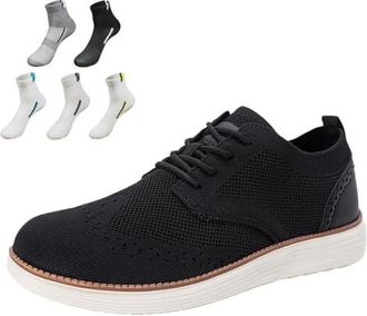 Generic Chaussures d&eacute;contract&eacute;es &agrave; lacets pour homme - Chaussures Oxford confortables en maille - Semelle souple et respirante, Noir, 40 2/3 EU