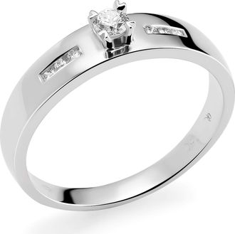 Orphelia Damen-Ring Gold & Diamond Collection 750 Weißgold rhodiniert Diamant (0.13 ct) weiß Rundschliff Gr. 56 (17.8) - RD-3379/56