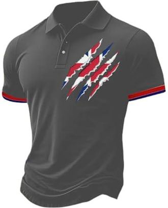 Generic Polo d&eacute;contract&eacute; pour homme avec coupe ample et col boutonn&eacute; &agrave; manches courtes pour le printemps et l&eacute;t&eacute; Tissu confortable et respirant, gris, 3XL