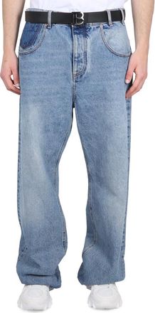 Balmain Homme, Jeans, Bleu, Taille: W33 Pantalon en denim ample &agrave; poches contrast&eacute;es