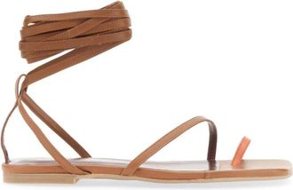 Staud Staud, Femme, Chaussures, Brun, Taille: 37 EU Sandales Plates &agrave; Lacets en Cuir &agrave; Brides