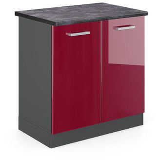Vicco Sp&uuml;lenunterschrank R-Line, Bordeaux Hochglanz, 80 cm, ap Anthrazit