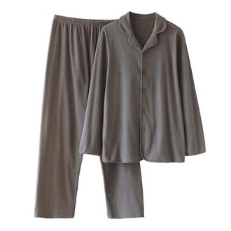 Generic Pyjama Homme Hiver Pyjama Polaire Homme Peignoir Mi-Long en Polaire Moelleuse avec Ceinture et Poches Style Kimono pour Automne-Hiver et Spa