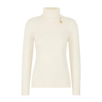 Alberta Ferretti Femme, Pulls, Blanc, Taille: 42 FR Pull &agrave; col roul&eacute; c&ocirc;tel&eacute;