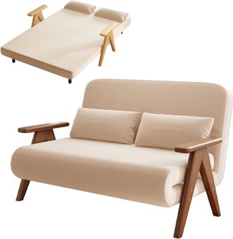 Generic 3-in-1 Pull-out Couch Bed mit 5-stufiger verstellbarer R&uuml;ckenlehne, ergonomisches Baumwoll- und Leinensofa f&uuml;r Schlafzimmer, Wohnzimmer, B&uuml;ro - V-Shap