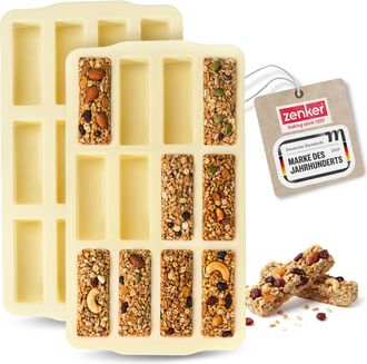 Zenker M&uuml;sliriegel Backform 2er-Set - Silikonform zum Backen von insgesamt 24 Riegel - M&uuml;sliform aus Silikon mit Antihaft-Eigenschaften - Hitzebest&auml;ndige und