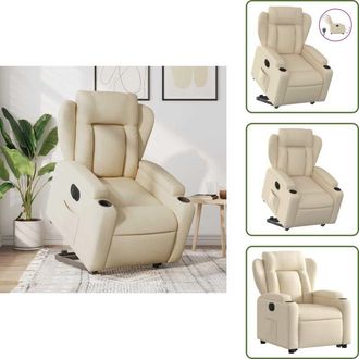 vidaXL Relaxsessel mit Aufstehhilfe Elektrisch Creme Stoff - Elektrostuhl - Relaxsessel - Bequeme Lounge - Fernsehsessel - Sessel Mit Aufstehhilfe - The
