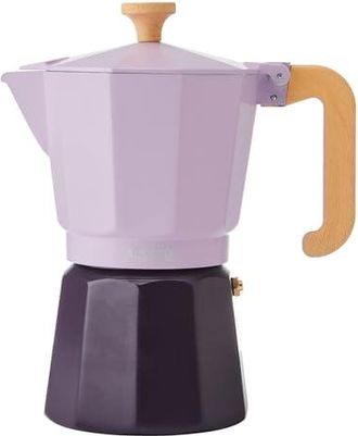 La Cafetière Espressokanne 6 Tasse lila Farbe zweifarbig, aus Aluminium, kompatibel mit Gas, Elektro-, Keramik-Kochfelder, traditionelle italienische Espressokanne