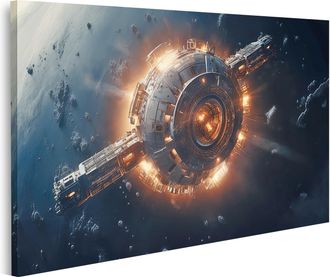 Islandburner Bild auf Leinwand Leuchtendes Raumschiff im Weltraum Design Bilder Wandbilder Poster