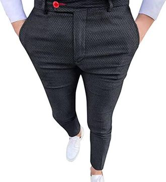 Generic Pantalon de costume pour homme noir - Pantalon de loisirs l&eacute;ger pour homme - Pantalon de jogging long uni tendance avec poches - Streetwear respirant 