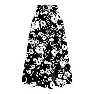 Generic Jupe longue pliss&eacute;e r&eacute;tro &eacute;lastique taille haute en forme de A pour femme Noir Business, Noir, XXL