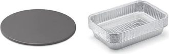 Weber glasierter Pizzastein, rund, 36 cm 18412 Schwarz & 6415 Small 7-1/2-Inch-by-5-inch Aluminum Drip Pans, Set of 10