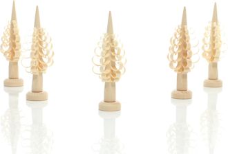 Rudolphs Schatzkiste Weihnachtsdeko Spanbaum 5er Set H= 8cm NEU Baum Weihnachten Seiffen Spanb&auml;umchen Holzbaum Linde Erzgebirge