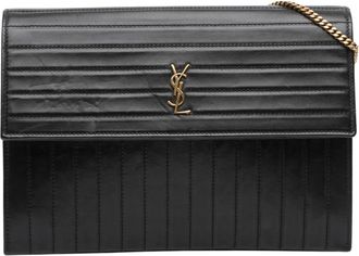 Saint Laurent Sac bandouli&egrave;re en cuir &agrave; rabat Pre-owned - Femme - Pre-owned - Noir - Taille: ONE Size