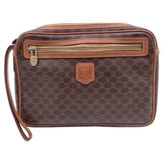 Celine Pre-owned Vintage Macadam Canvas Clutch Pochette Wristlet Bag - Femme - Pre-owned - Brun - Taille: ONE Size