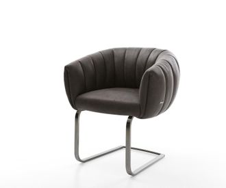 DELIFE Freischwinger Jada-Flex Mikrofaser Anthrazit Vintage Freischwinger flach Graphit Taschenfederkern, Esszimmerst&uuml;hle