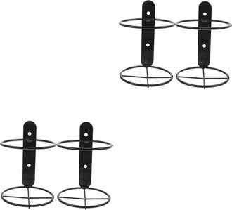 DOITOOL 4 St&uuml;ck 2 St&uuml;ck Wand Weinhalter aus Metall Einzelflaschenhalter in Schwarz Wandmontiertes Weinregal f&uuml;r K&uuml;che Bar und Wohnzimmer Langlebiges Weinaufbe