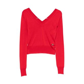 Vivienne Westwood Femme, Pulls, Rouge, Taille: 36 FR Pull &agrave; col en V