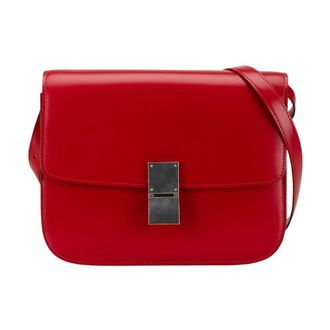 Celine Pre-owned Sac Bandouli&egrave;re Classique en Cuir de Veau Moyen - Femme - Pre-owned - Rouge - Taille: ONE Size