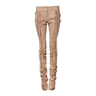 Dolce & Gabbana Elegante Skinny Hose mit Spitze - - Trousers - Damen - Beige - S