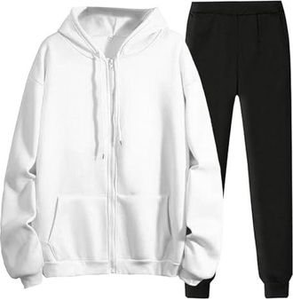 Generic Surv&ecirc;tement &agrave; capuche pour femme - Manches longues - Sweat &agrave; capuche - Fermeture &eacute;clair - Surv&ecirc;tement de sport - Combinaison de loisirs - 2 pi&egrave;ces - V