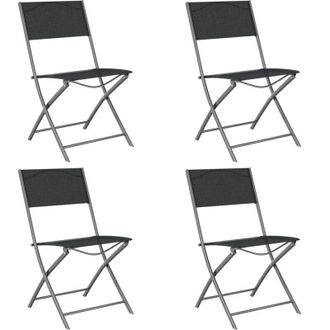 vidaXL Vidaxl - Lot de 4 chaises pliables dext&eacute;rieur - Acier enduit de poudre et textil&egrave;ne - Confort optimal - Dimensions 45 x 54 x 86 cm