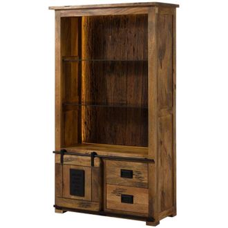 Massivmoebel24 Standregal Mango / Altholz 100x45x175 natur lackiert RAILWAY LUX 165