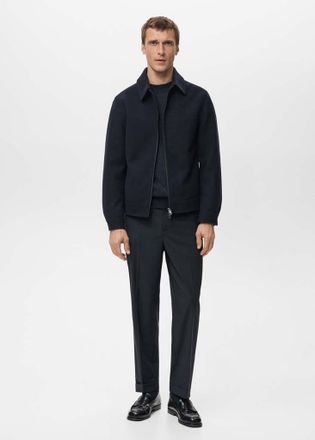 Mango Veste en drap &agrave; fermeture &eacute;clair bleu marine - Homme - XXL - MANGO MAN
