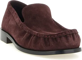 Dries Van Noten Pleated Suede Loafer - Burgundy