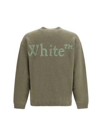 Off-white Mens Bookish Shared Logo Knit Crewneck Sea Turtle Wool Ovis Aries; Polyamide Sweater