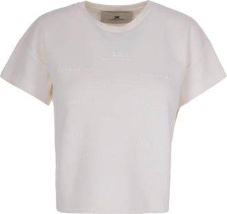 Elisabetta Franchi Femme, Tops, Blanc, Taille: 36 FR T-Chemises