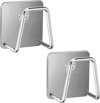 BESTONZON 2st&uuml;cke Edelstahl Wandhaken F&uuml;r K&uuml;chenschw&auml;mme Lochfreie Multifunktionale Ablage F&uuml;r Badezimmer Und K&uuml;che Einfach Zu Entfernen Kein Bohren Erforderlic