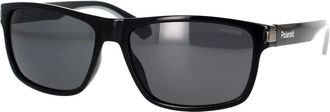 Polaroid unisex, Accessoires, Noir, Taille: 58 MM Lunettes de soleil rectangulaires
