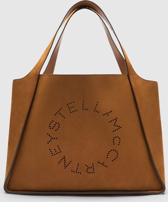 Stella McCartney Logo Large Tote Bag, Woman, Brandy