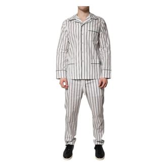 Dolce & Gabbana Gestreiftes Baumwoll Herren Pyjama Set Nachtw&auml;sche - - Nightwear & Lounge - Herren - Wei&szlig; - S