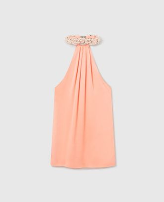 Stella McCartney Bead-Embellished Twisted Mini Dress, Woman, Peony, Size: 42