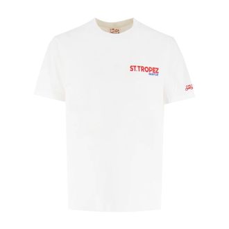 MC2 Saint Barth Homme, Tops, Blanc, Taille: M T-shirt en coton à col rond
