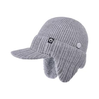 Generic Bonnet dhiver avec visi&egrave;re, doublure chaude, avec poignets en tricot pour temps froid, casquette en cuir pour homme vintage, Light Ashy, taille unique