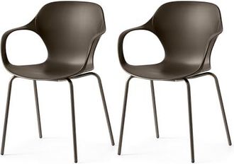 Connubia 2 Stühle OPS! Metallgestell Lava MATT Sitz aus recyceltem Polypropylen 100% Erde matt